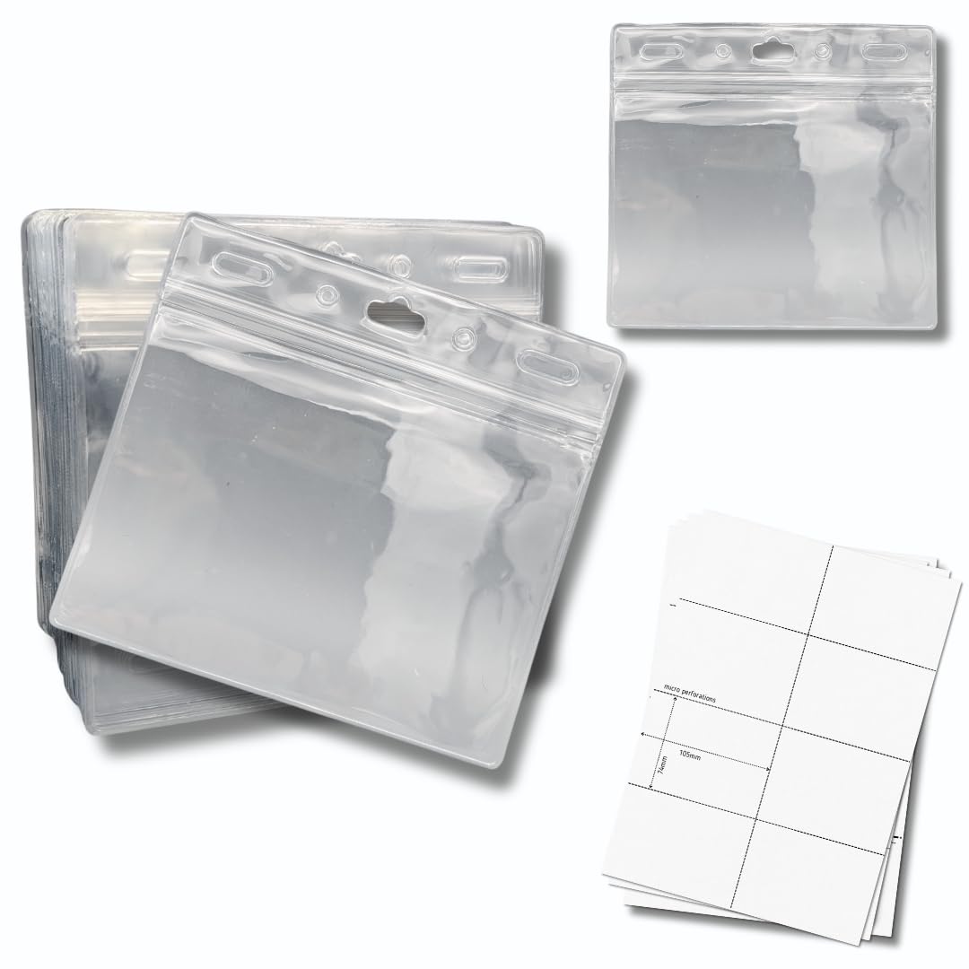 OfficeGear ID Badge Holder [50 Pack] Horizontal Hanging Size A7 (4x3 i