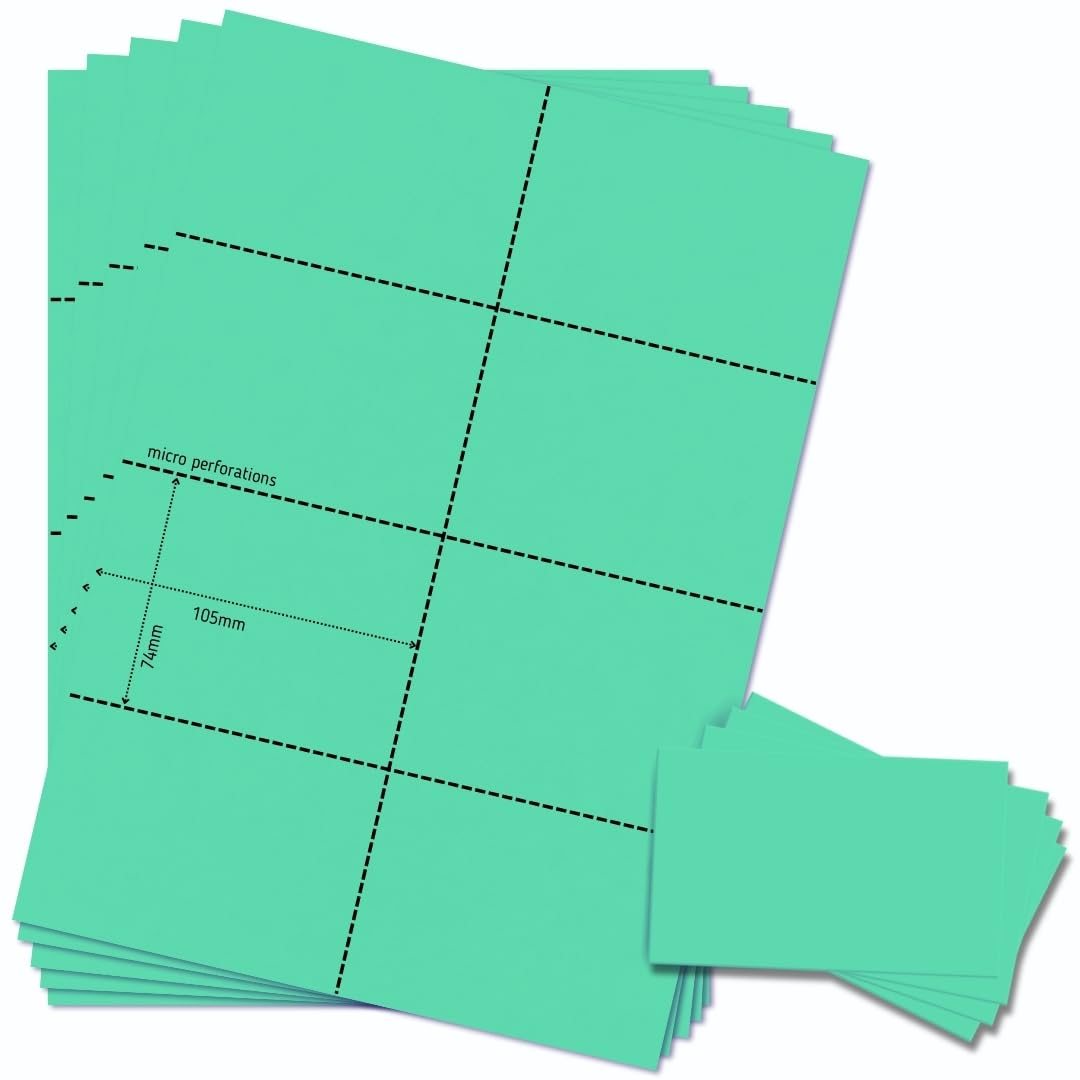 OfficeGear Green A7 Cards 8-up [55 Sheets - 440 Cards] Perforated Prin