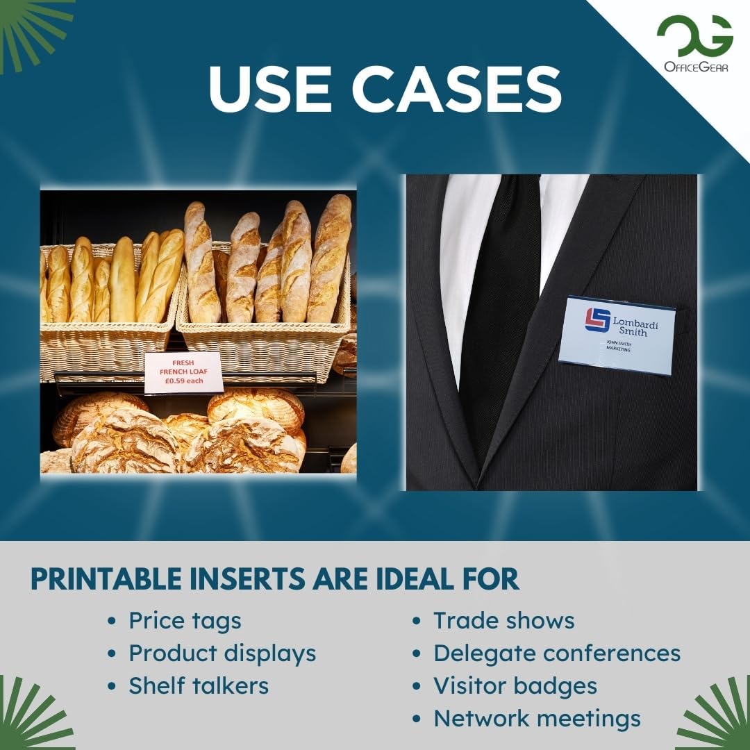OfficeGear: 250 Name Badge Inserts with Free Template