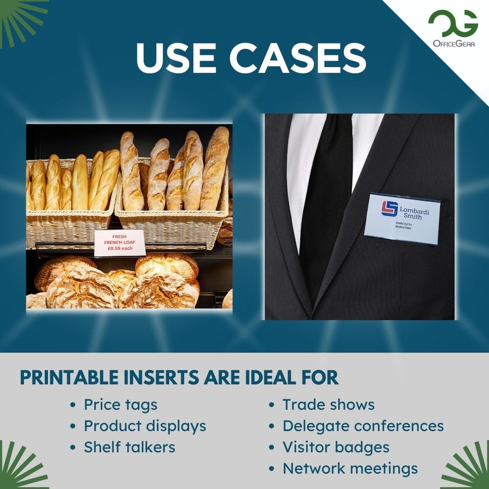 OfficeGear: 250 Name Badge Inserts with Free Template